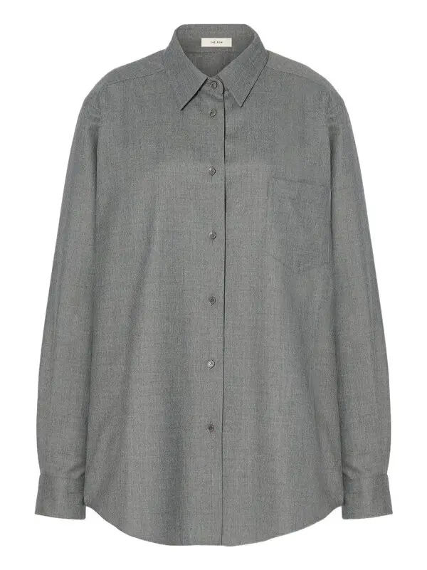 THE ROW Pino Oversized Virgin Wool Flannel Shirt - Grey