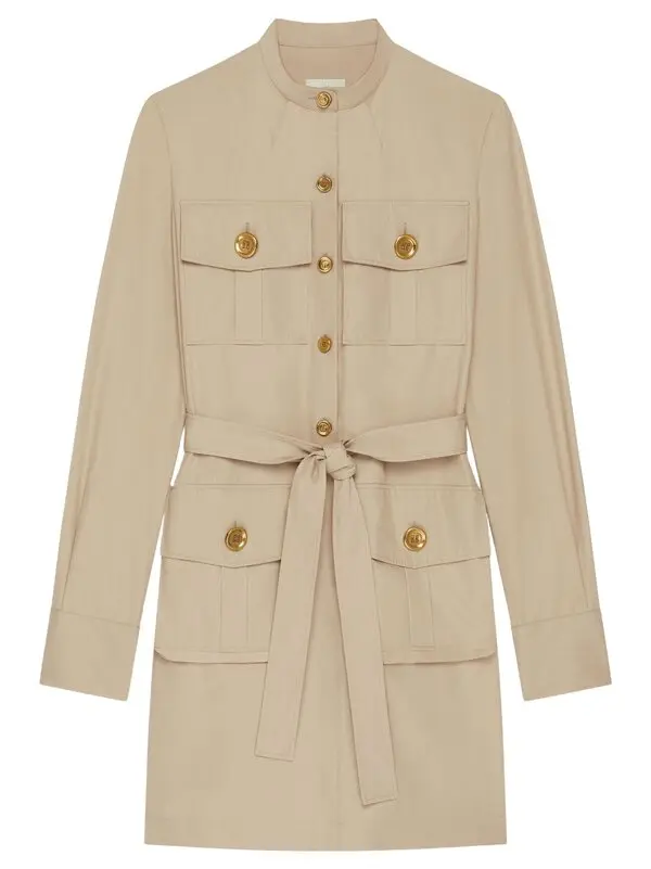 Givenchy Belted Safari Dress With Button Detail - Taupe
