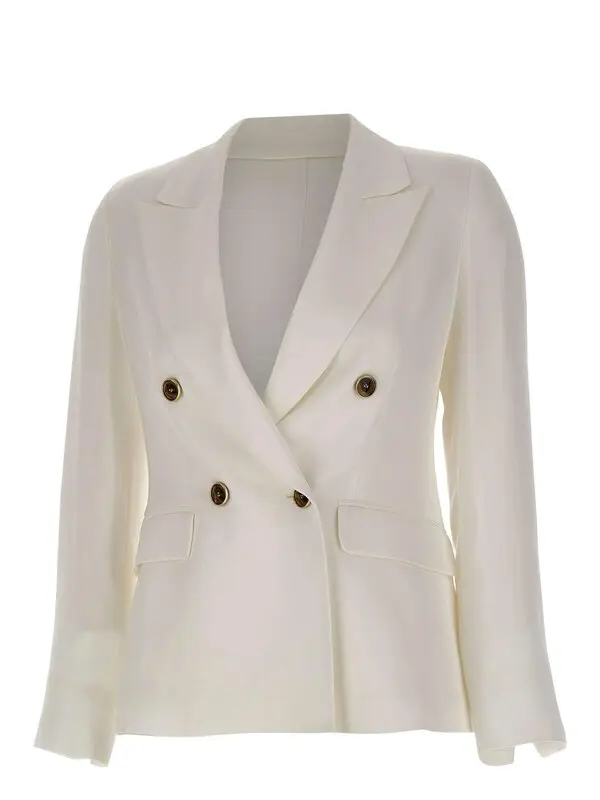 Marella Charme Double-breasted Blazer With Contrasting Buttons - Nude