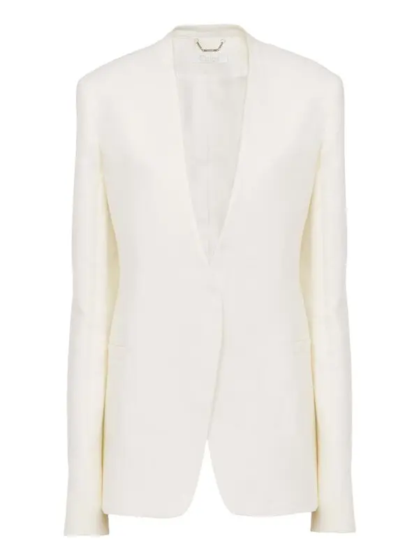 Chloé V-neck Linen Blazer - White