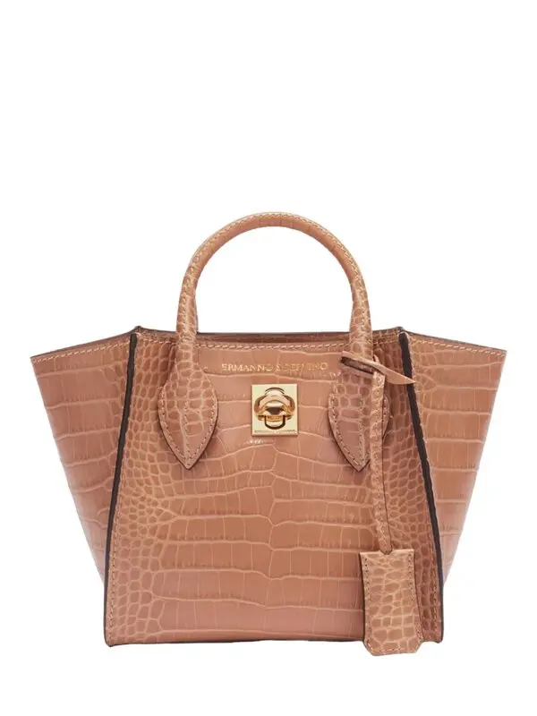Ermanno Scervino Double Handle Shoulder Bag With Twist Lock - Brown