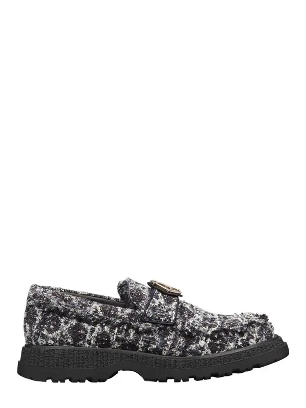 Dior Cannage Tweed Loafers - Black