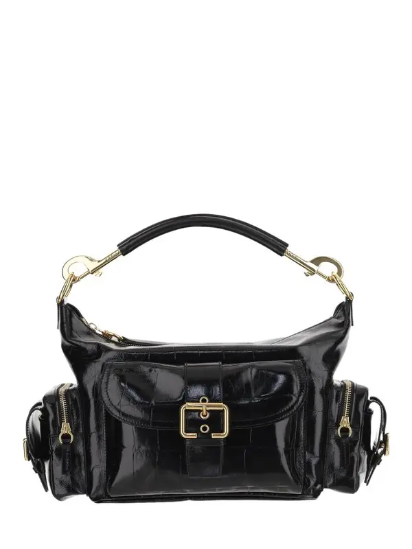 Chloé Embossed Camera Bag With Buckled Details - Black