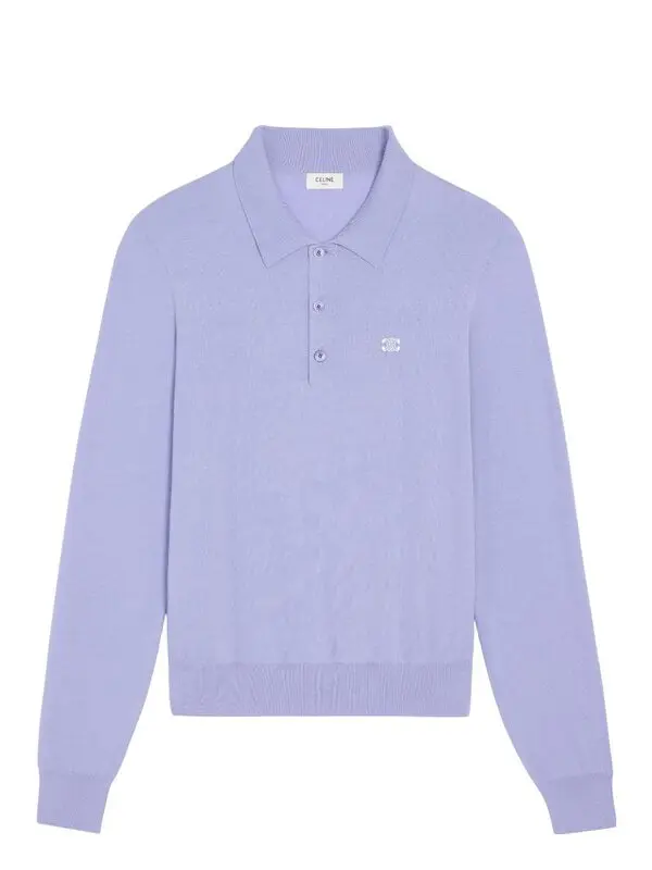 Celine Polo Sweater In Fine Cotton - Blue