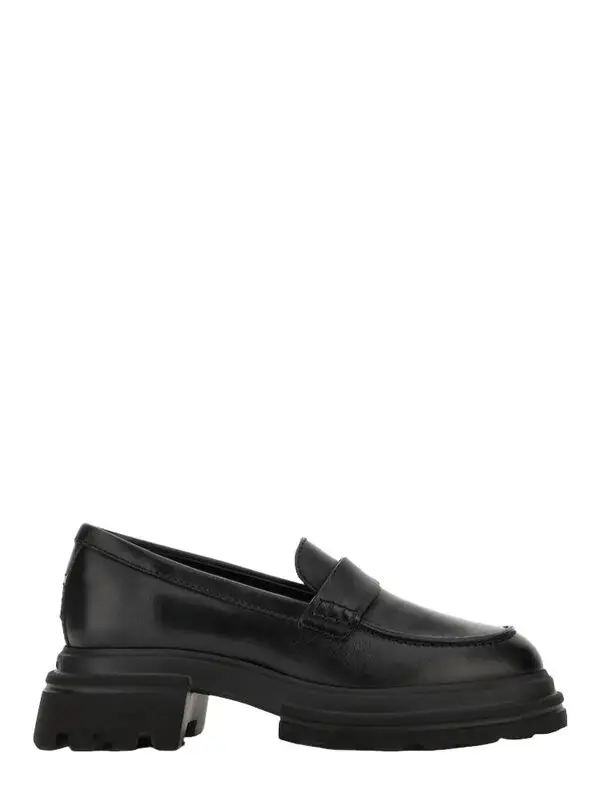 Hogan Leather Loafers With Penny Strap - Black