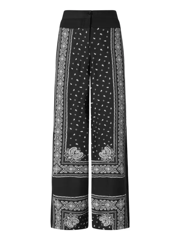 Pinko Spirito Bandana Printed Lightweight Wide-leg Trousers - Black