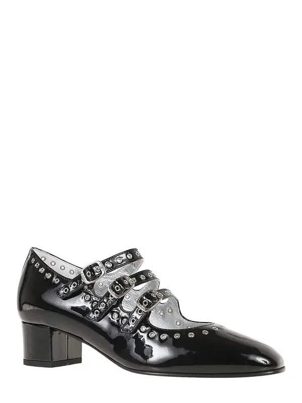 CAREL Mary Jane Camden Pumps With Buckled Straps And Embellishments - Black