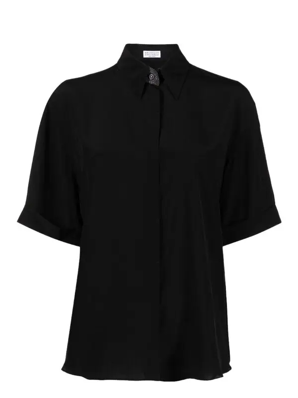 Brunello Cucinelli Concealed Fastening Curved Hem Shirt - Black