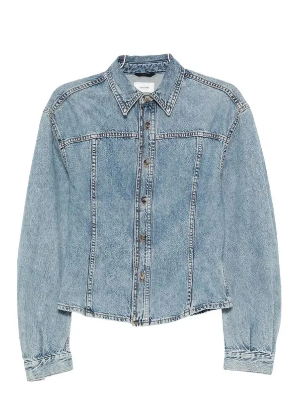 HAIKURE Denim Button-up Jacket With Quilted Details - Gray