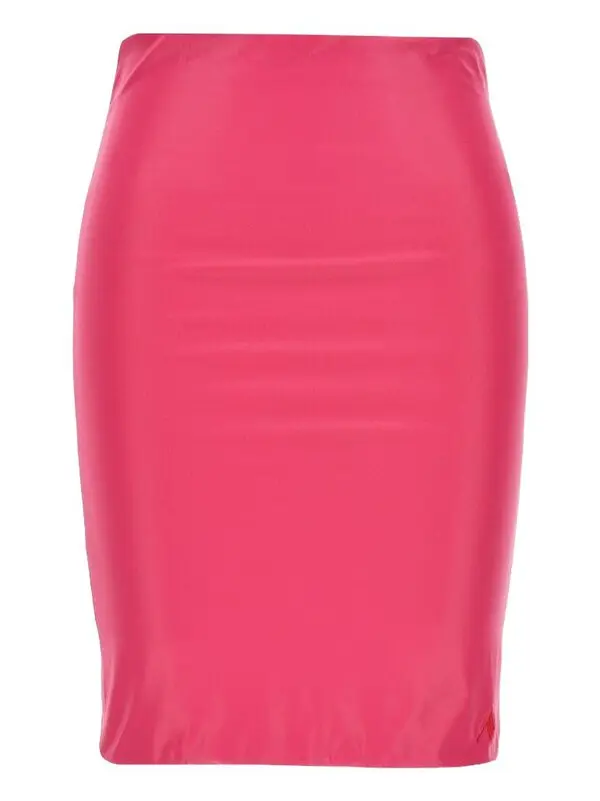 Attico Logo Embroidered Straight Hem Skirt - Red