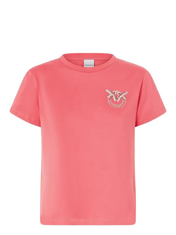 Pinko Love Birds Embroidery T-shirt - Pink