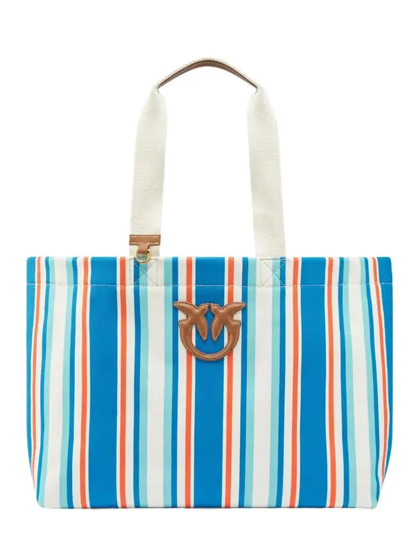 Pinko Extra Large Striped Print Shopper Bag - Blue