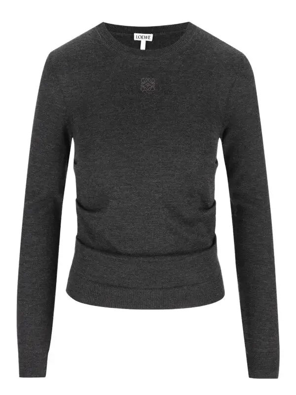 Loewe Crewneck Long-sleeved Jumper With Chest Logo - Grey