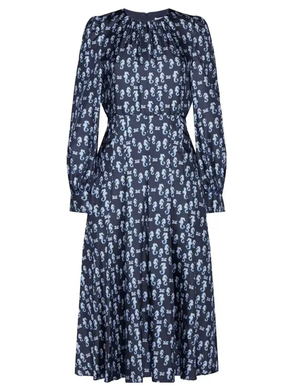 Max Mara Printed Silk Dress - Blue
