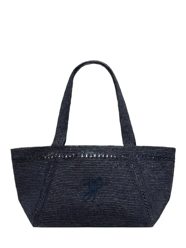 PATOU Woven Shoulder Bag With Monogram - Navy Blue Black