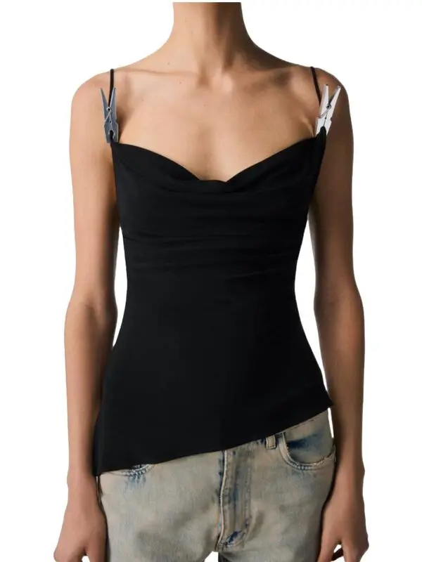 Coperni Draped Washing Clip Gala Top - Black