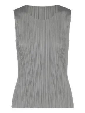 PLEATS PLEASE BY ISSEY MIYAKE Sleeveless Round Neck Vest - Gray
