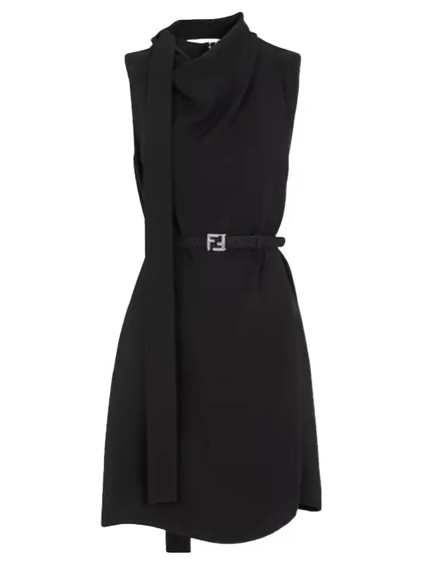 Fendi Sleeveless Belted Midi Dress - Black