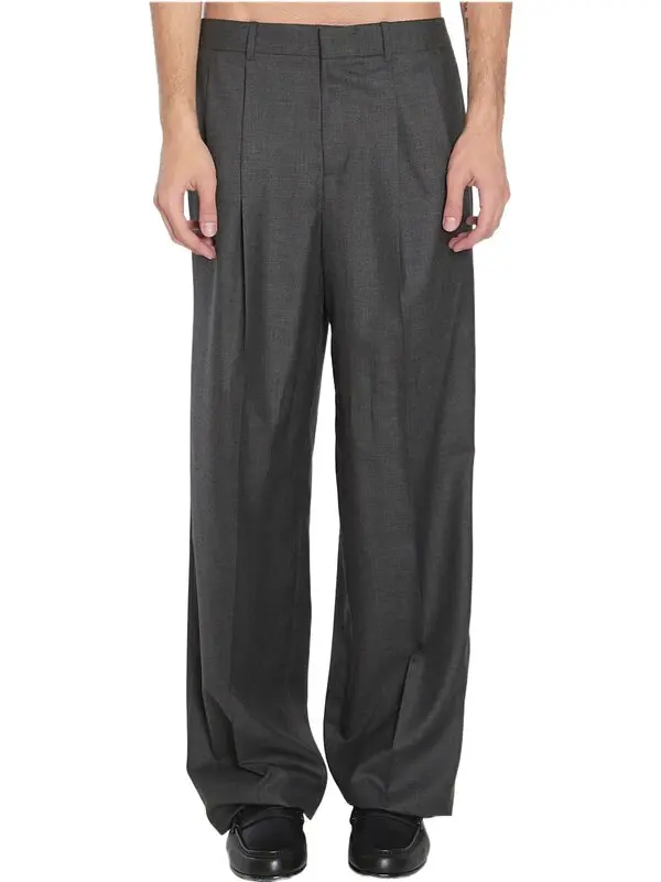 Celine Pleated Trousers In Cashmere Canvas - Black