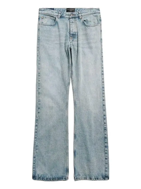Balenciaga Destroyed Straight-leg Jeans - Light Blue