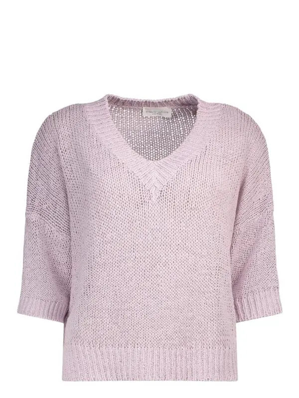ROBERTO COLLINA V-neck Knit Top - Pink