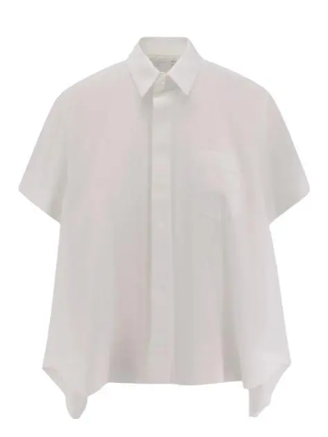 Sacai Poplin Shirt With Irregular Hem - White