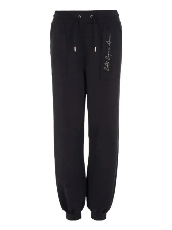 EA7 Drawstring Waistband Track Pants - Black