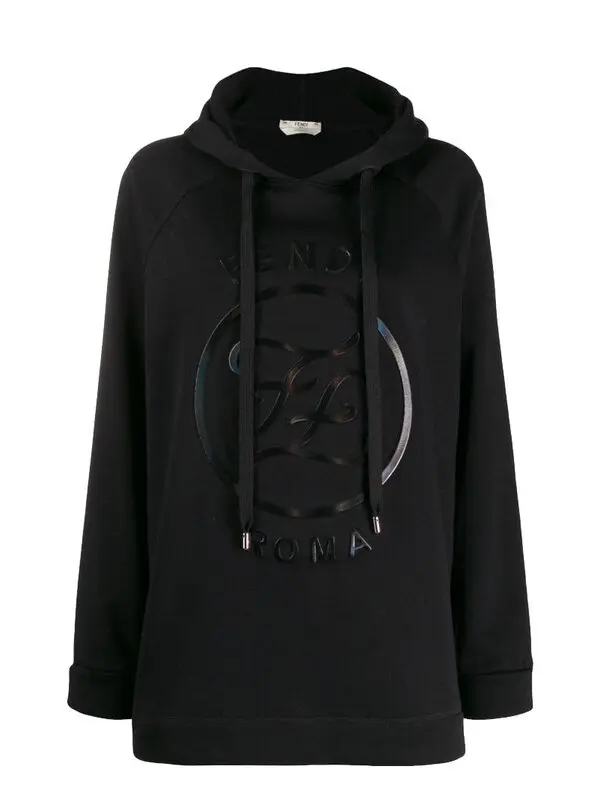 Fendi Ff Karligraphy Embossed Hooded Sweater - Black