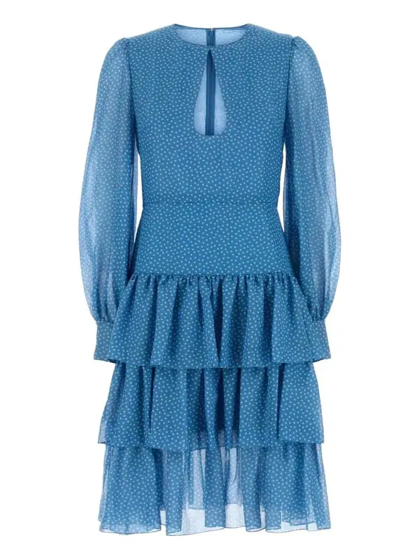 Valentino Garavani Polka Dot Printed Ruffled Dress - Blue