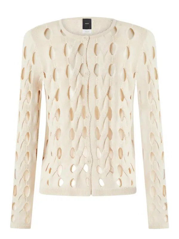 Pinko Crewneck Open Knitted Cardigan With Cutouts - White