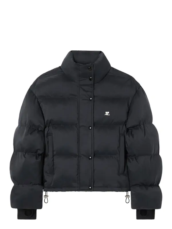 COURREGES Cropped Puffer Jacket With High Collar - Black