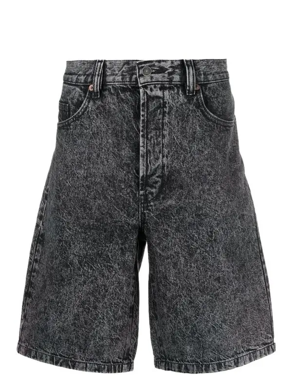 DIESEL® High-waist Marbled Denim Shorts - Black