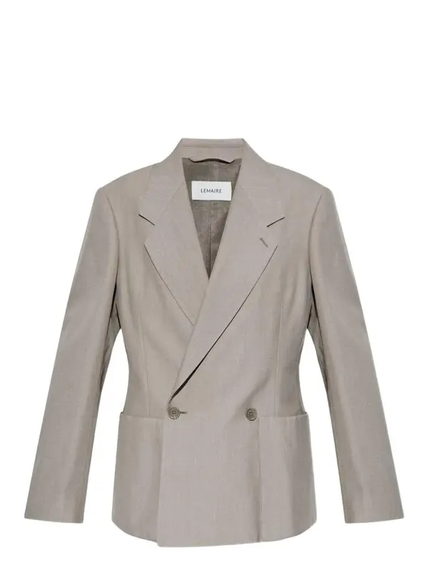 LEMAIRE Double-breasted Tailored Jacket With Patch Pockets - Gray
