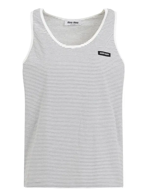 Miu Miu Striped Sleeveless Tank Top - White