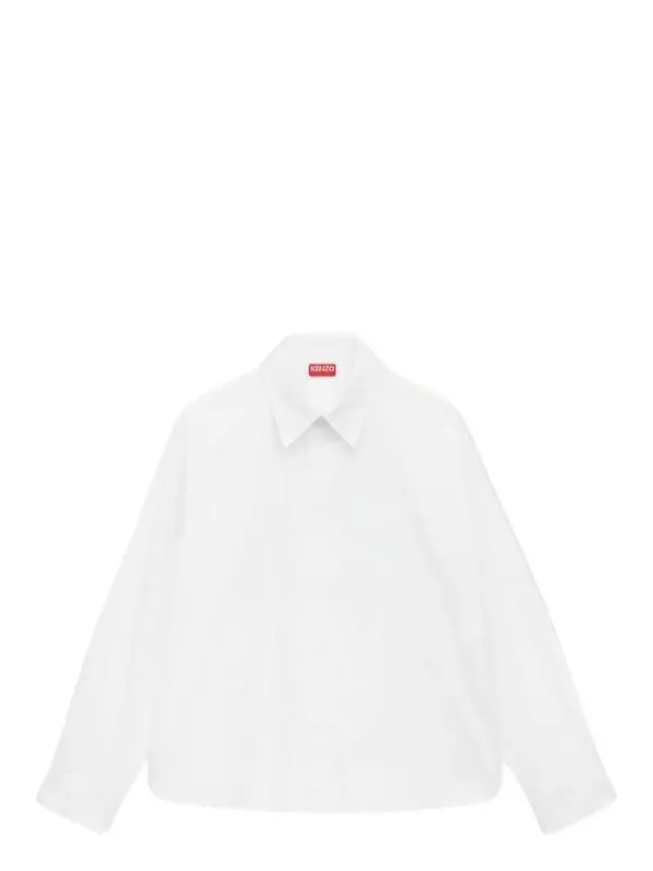 Kenzo Cotton Poplin Shirt With Embroidered Archive Signature - White