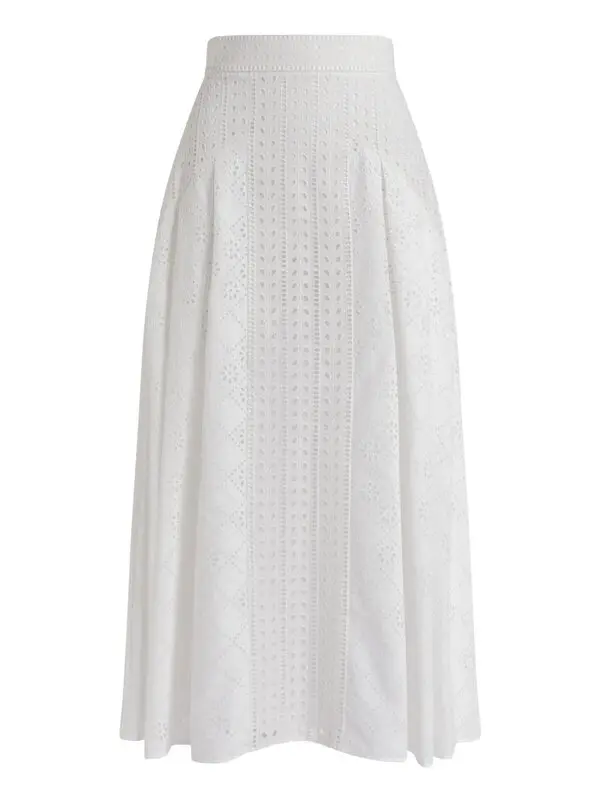 Alberta Ferretti Sangallo Lace A-line Skirt - White