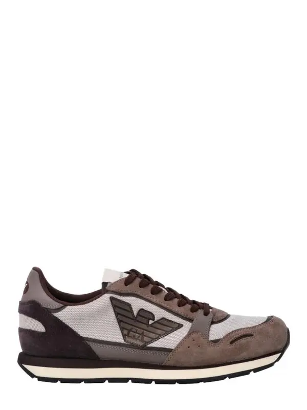 Emporio Armani Eagle-patch Suede-panelled Sneakers - Black