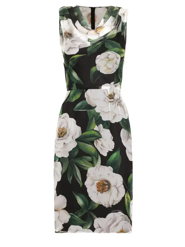 Dolce & Gabbana Sleeveless Floral Print Mini Dress - Gardenia F.nero