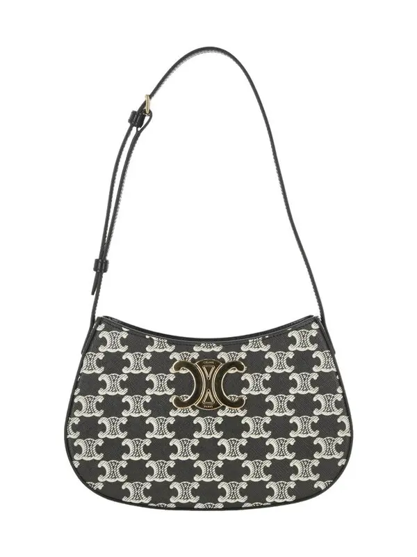 Celine Medium Tilly Bag In Triomphe Canvas - Black