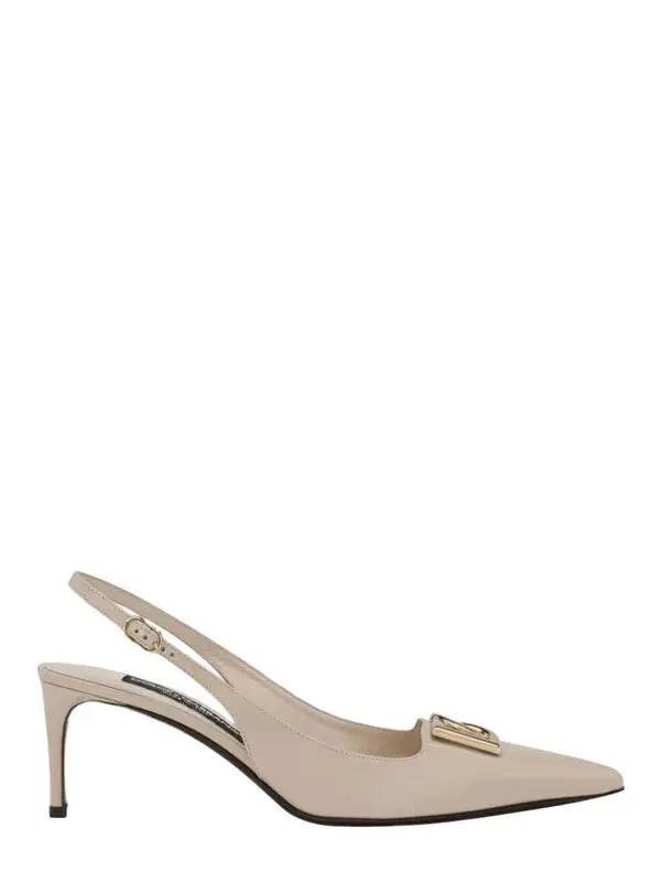Dolce & Gabbana Logo Plaque Slingback Pumps - Nude