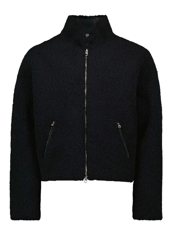 COURREGES Logo-patch Fleece Bomber Jacket - Black
