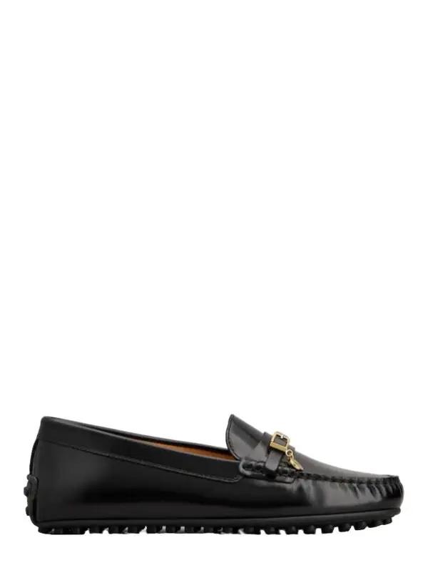 TOD'S Logo Plaque Buckle Loafers - Black