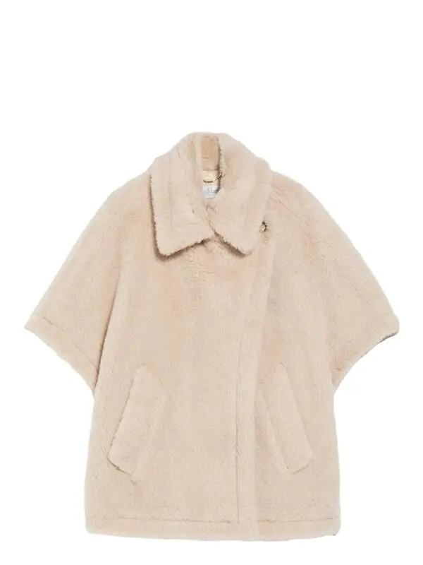 Max Mara Alpaca And Wool Teddy Fabric Cape - Beige