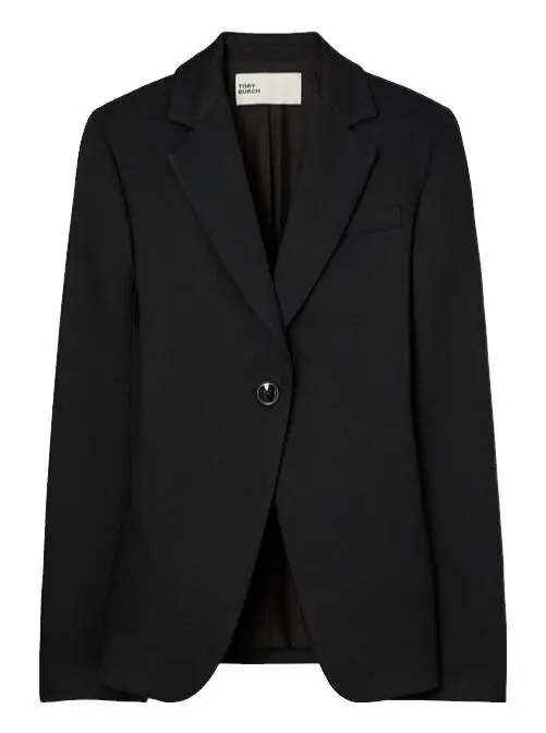 Tory Burch Single-breasted Textured Crepe Blazer - Black