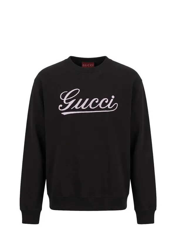 Gucci Logo Detailed Crewneck Sweatshirt - Black