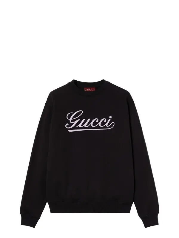 Gucci Logo Detailed Crewneck Sweatshirt - Black