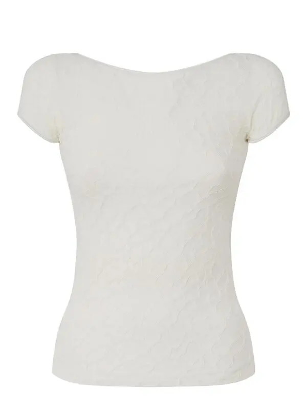 Pinko Textured Knit Top With Open Back - White