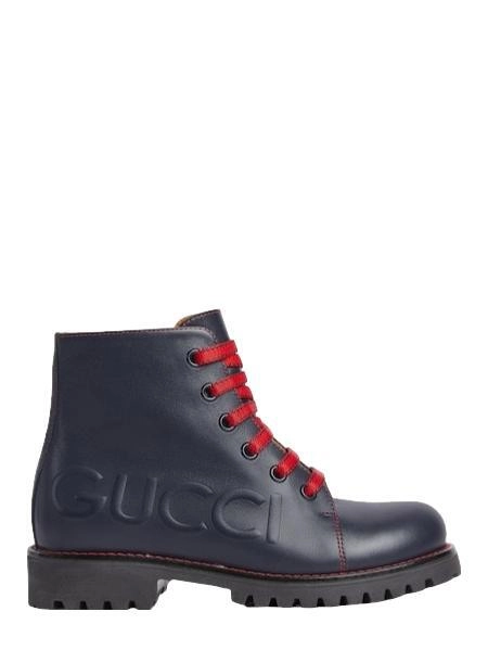 Gucci Logo-embossed Leather Boots - Blue