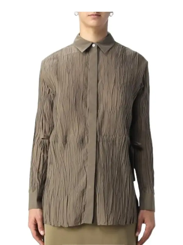 Theory Tie-waist Crinkled Long-sleeved Shirt - Multicolor