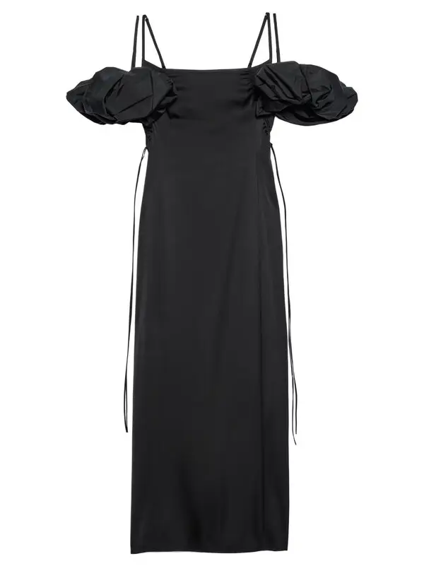 Jacquemus Bubble Sleeve Dress With Square Neck - Black